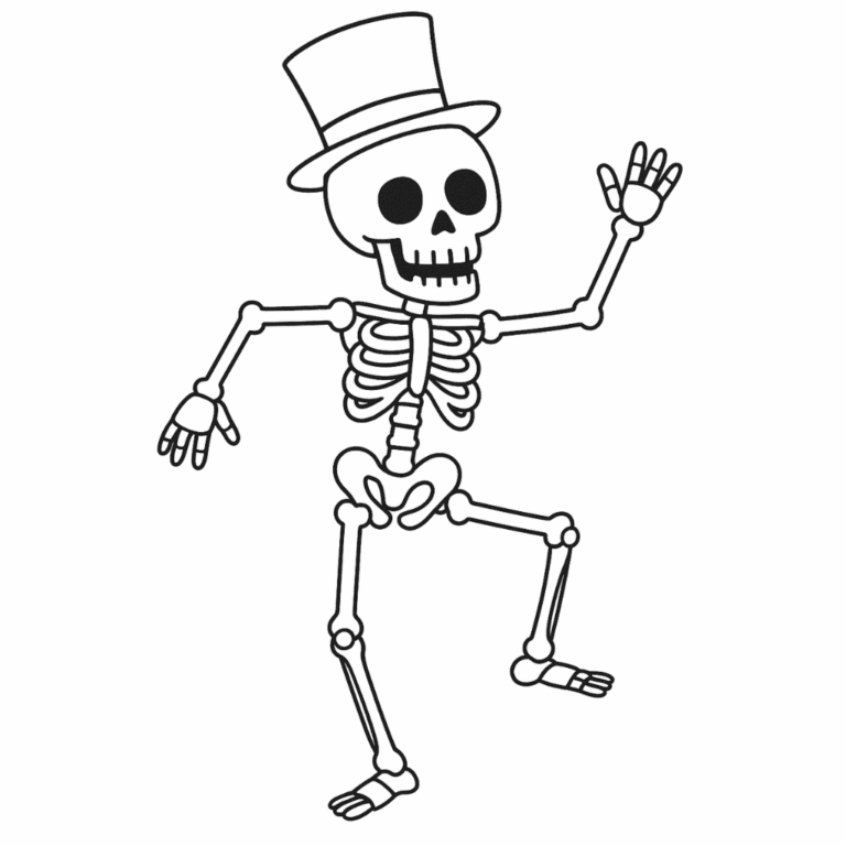 Dancing Skeleton - Coloring Pages for Kids