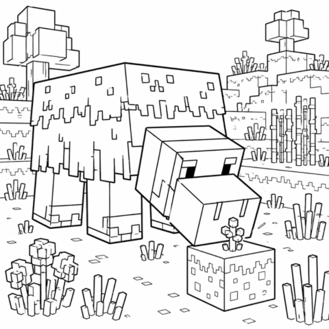 Minecraft Sniffer Coloring Page | Ancient Mob Art